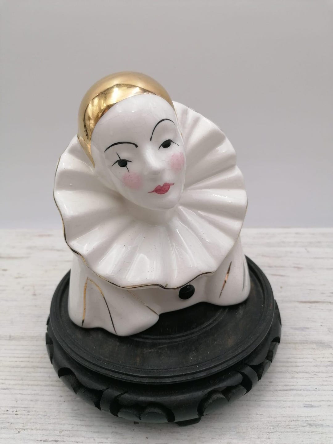 Vintage Pierrot Clown Figurine, Porcelain Pierrot Bust Statue, Pierrot ...