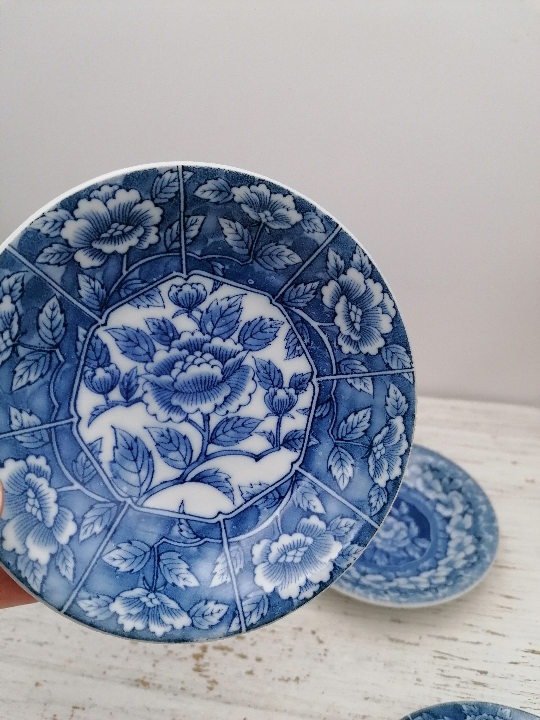 Set of 3 Small Japanese Plates Blue and White Asian Plates - Etsy