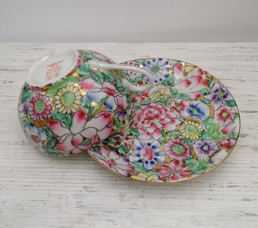 Chinese Macau Tea Set, Macau Thousand Flowers Hand Painting Tea Cup ...