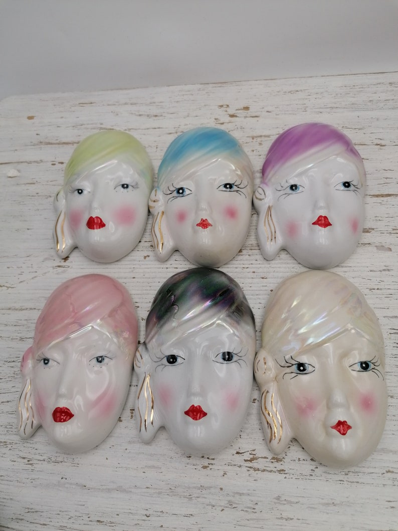 Vintage Small Ceramic Mask , Theater Mask Figure, Porcelain Mini Mask ...
