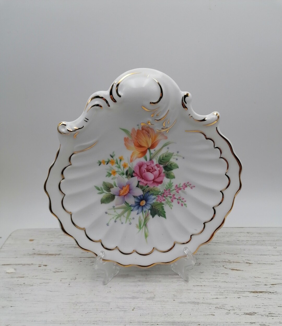 Vintage Porcelain Plate, Floral Pattern White Plate, Portuguese ...