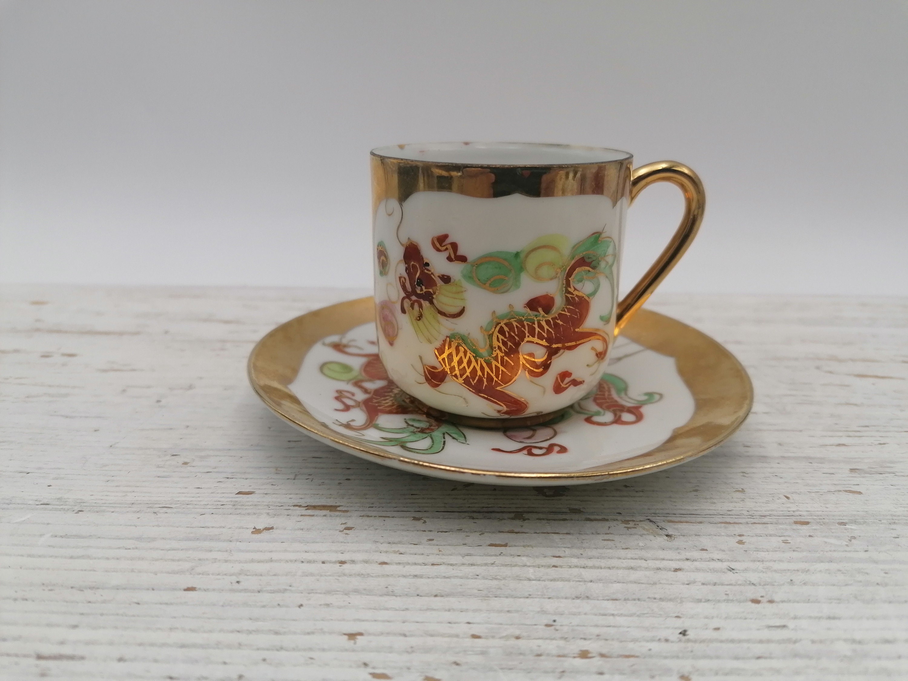 Chinese Coffee Set of Cup and Saucer Asian Pattern Chinese - Etsy