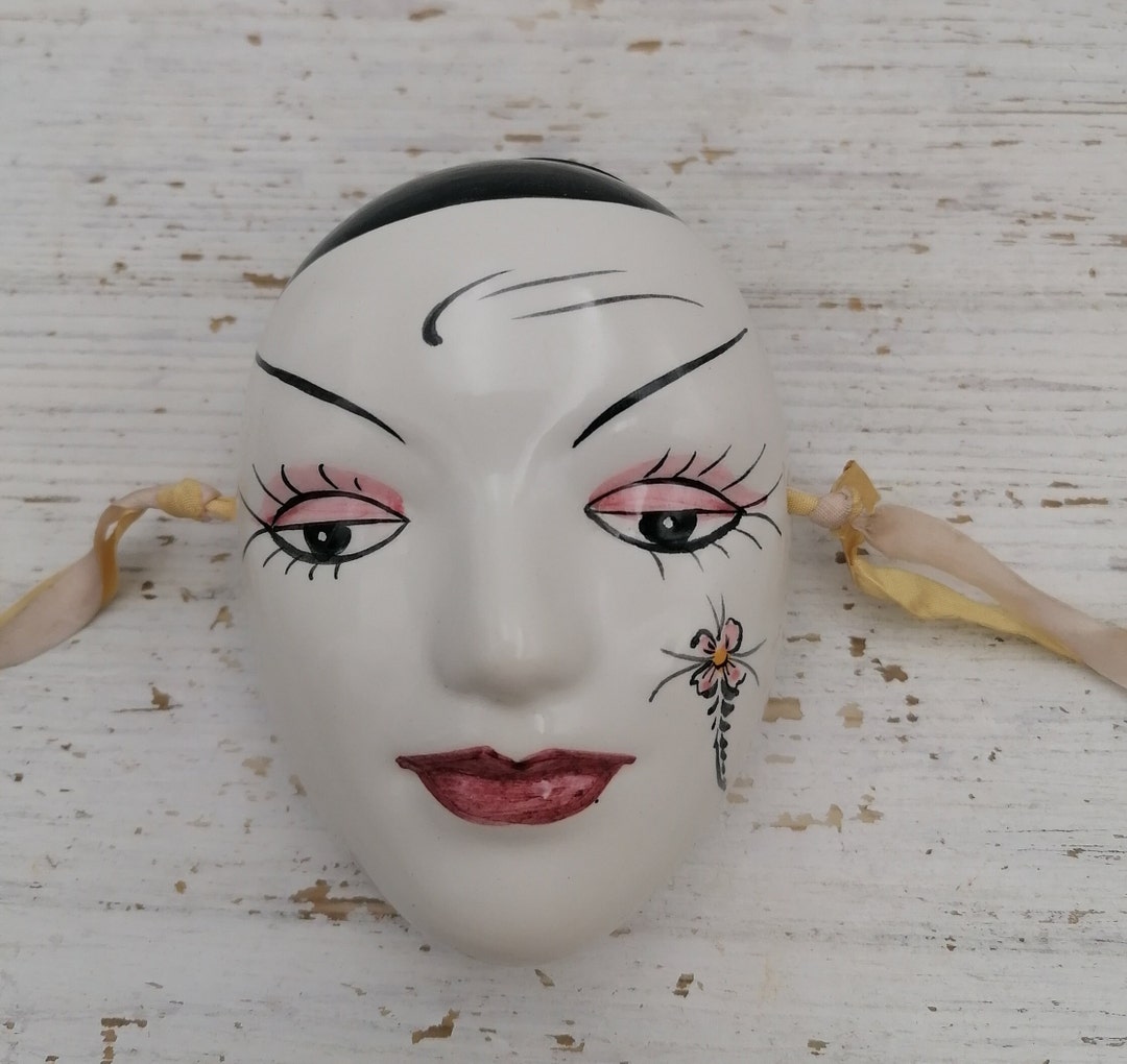 Vintage Small Ceramic Mask , Theater Mask Figure, Porcelain Mini Mask ...