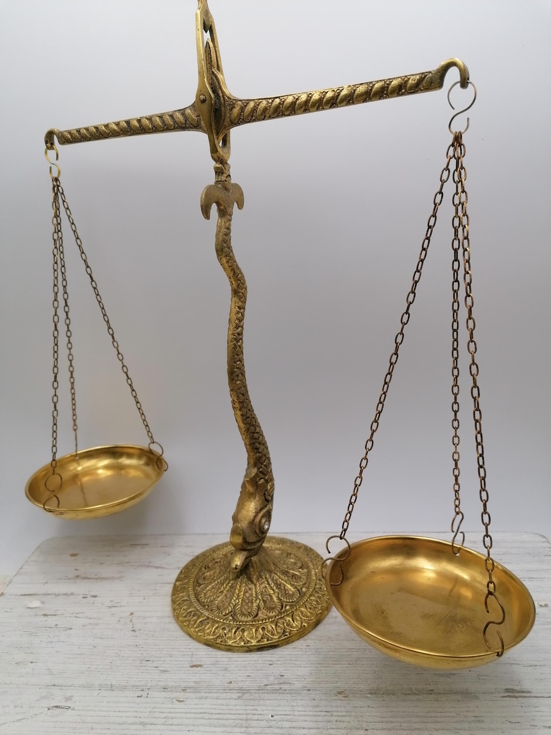 Very Antique Balance Scales, Big Scale of Justice, Brass Scales, Fish ...