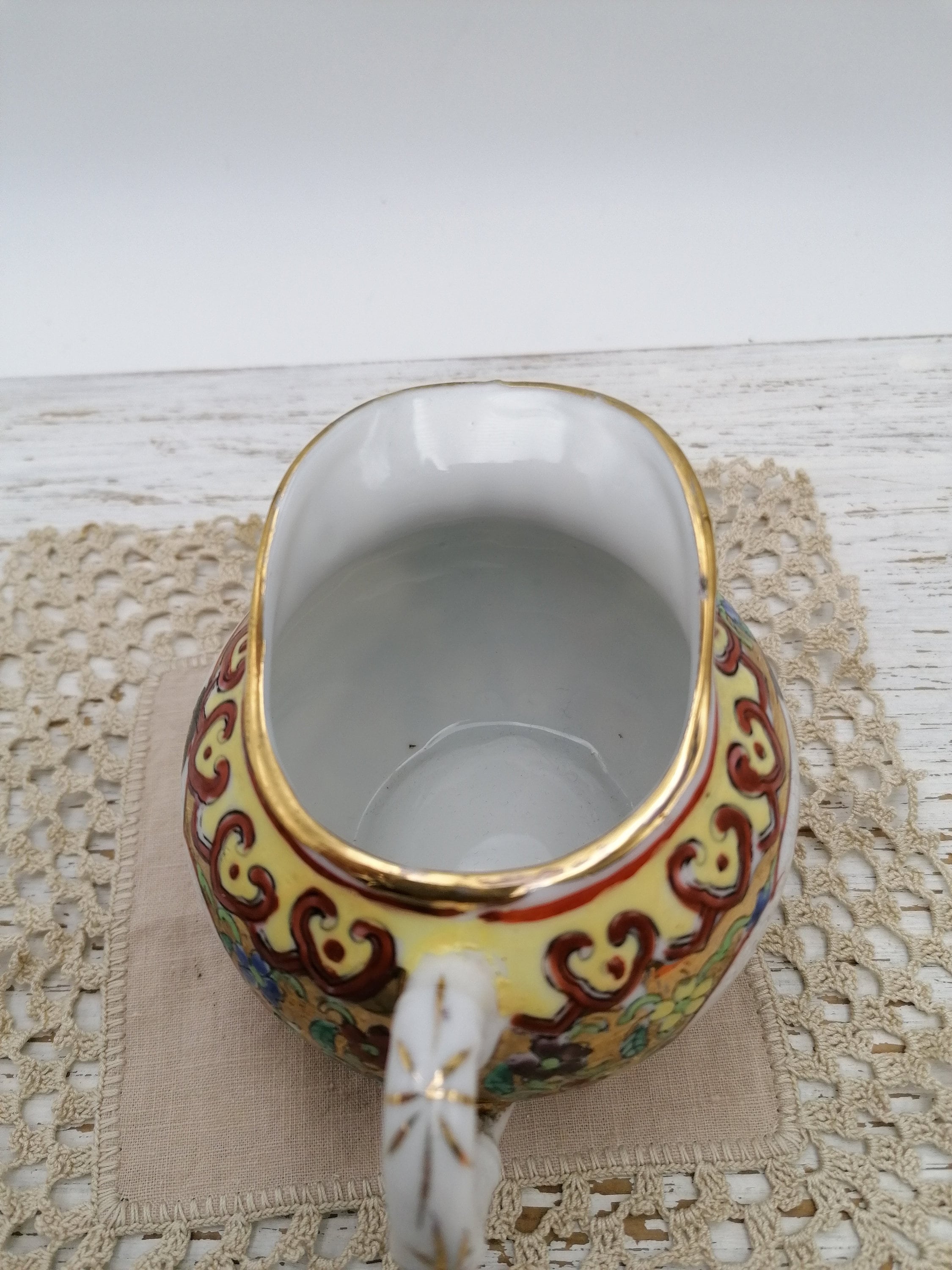 Chinese Creamer Porcelain Creamer with Handle Round Asian | Etsy