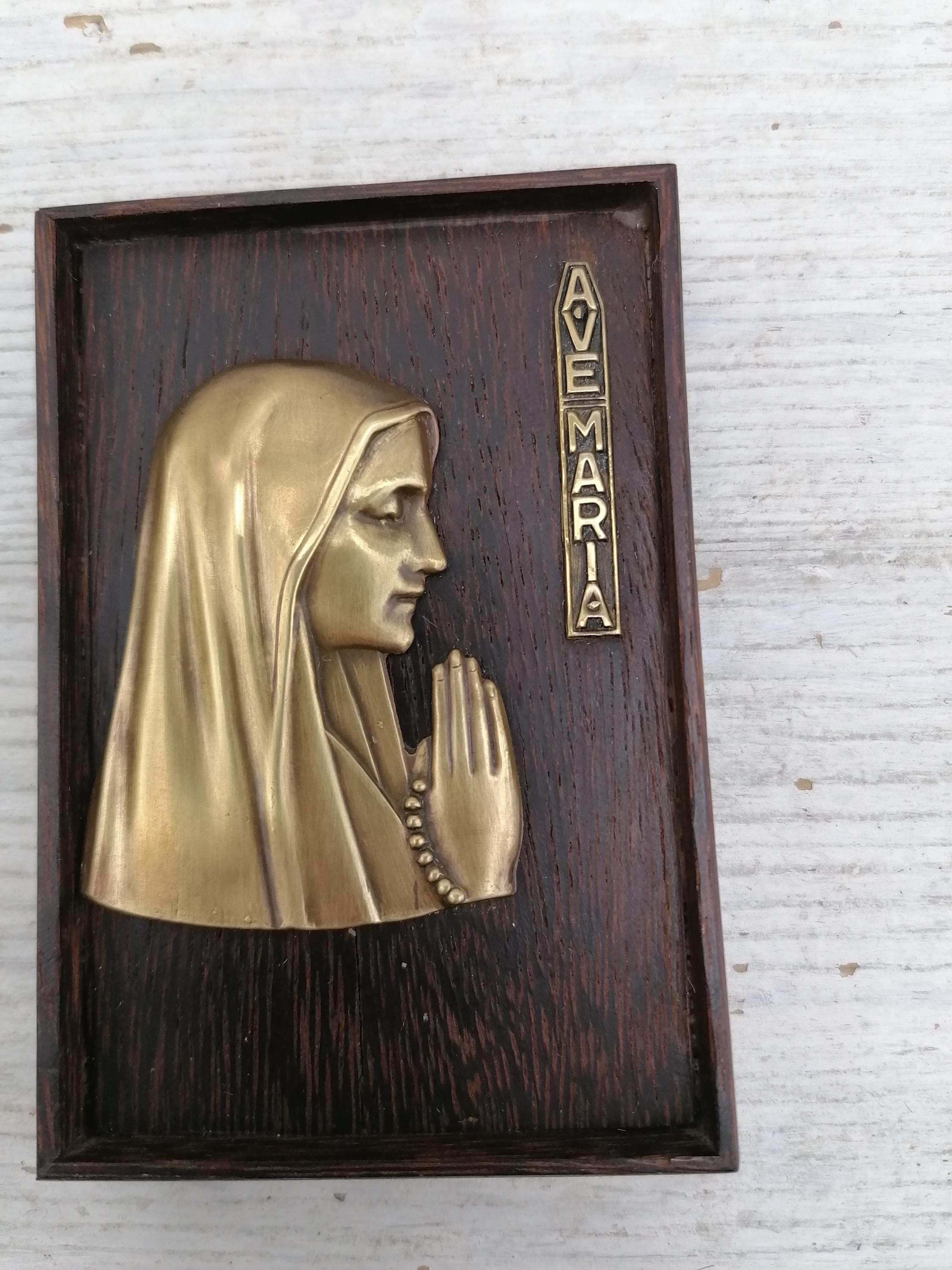 Vintage Praying Maria Icon, Brass Virgin Mary Statue, Religious Icon ...