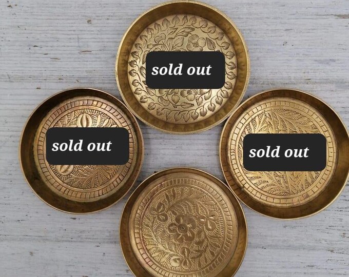 Vintage Small Brass Plates, Carved Brass Indian Plates, Decoration ...