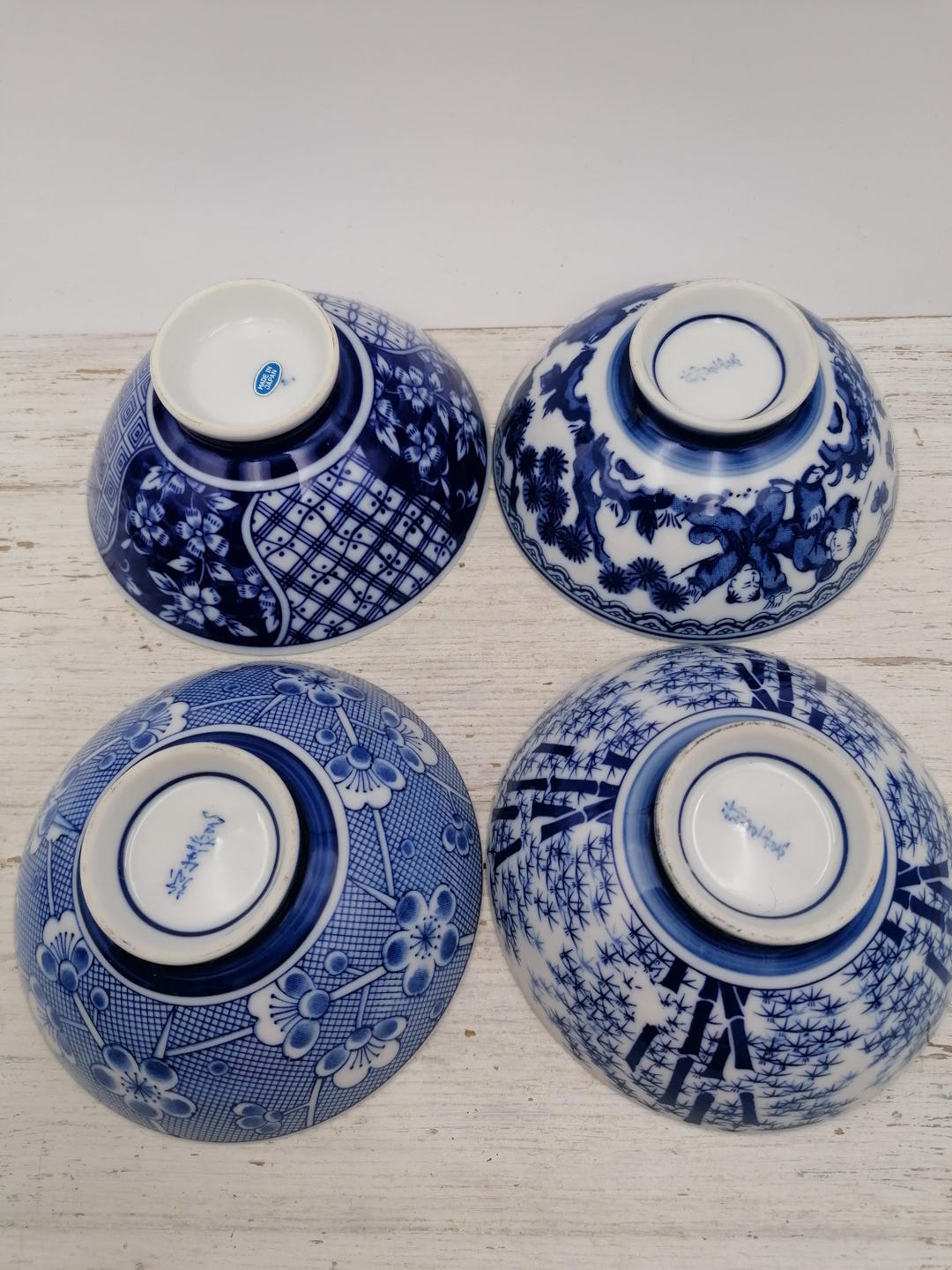 Japanese Small Bowl, Blue Bowl, Asian Porcelain Floral Pattern Bowl ...