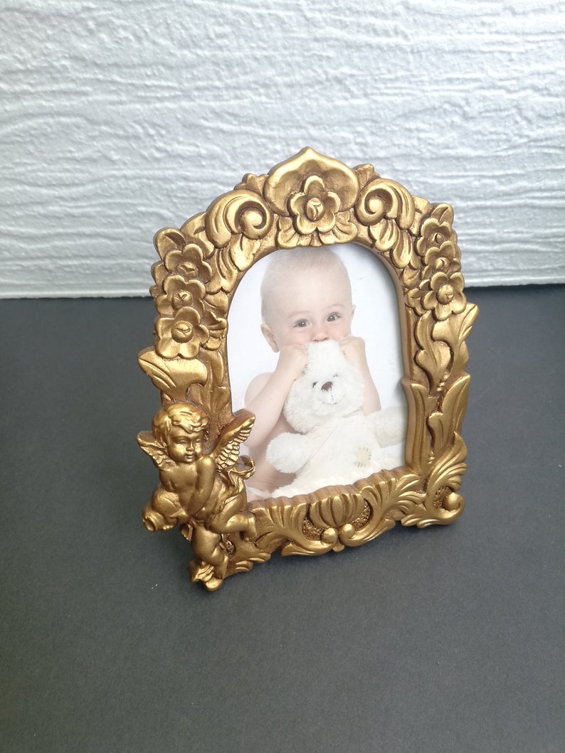 Frame With Angel Vintage Floral Decorated Picture Frame Gold | Etsy