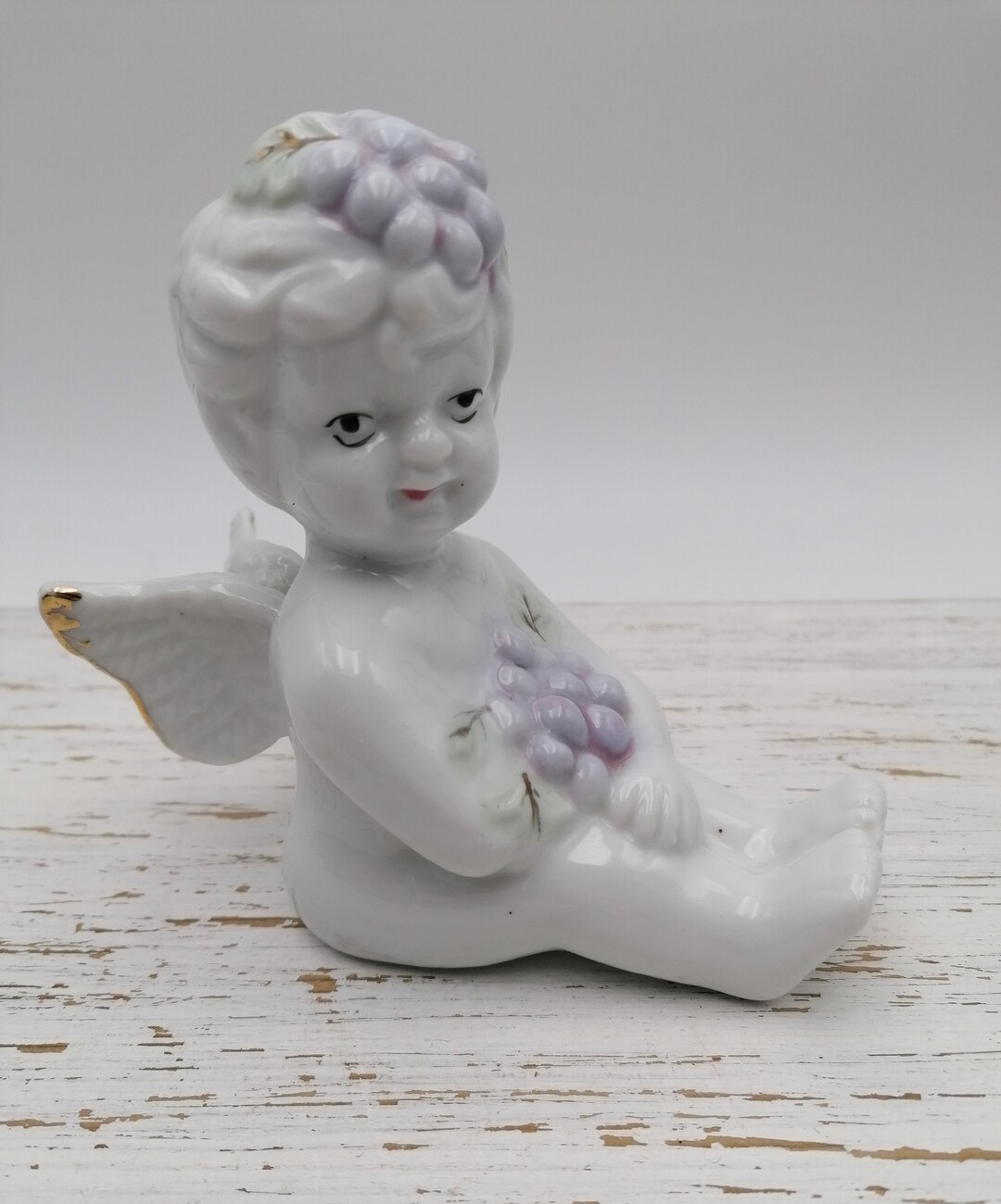 Porcelain Angel Figurine, 60th White Porcelain Sitted Angel Figurine ...