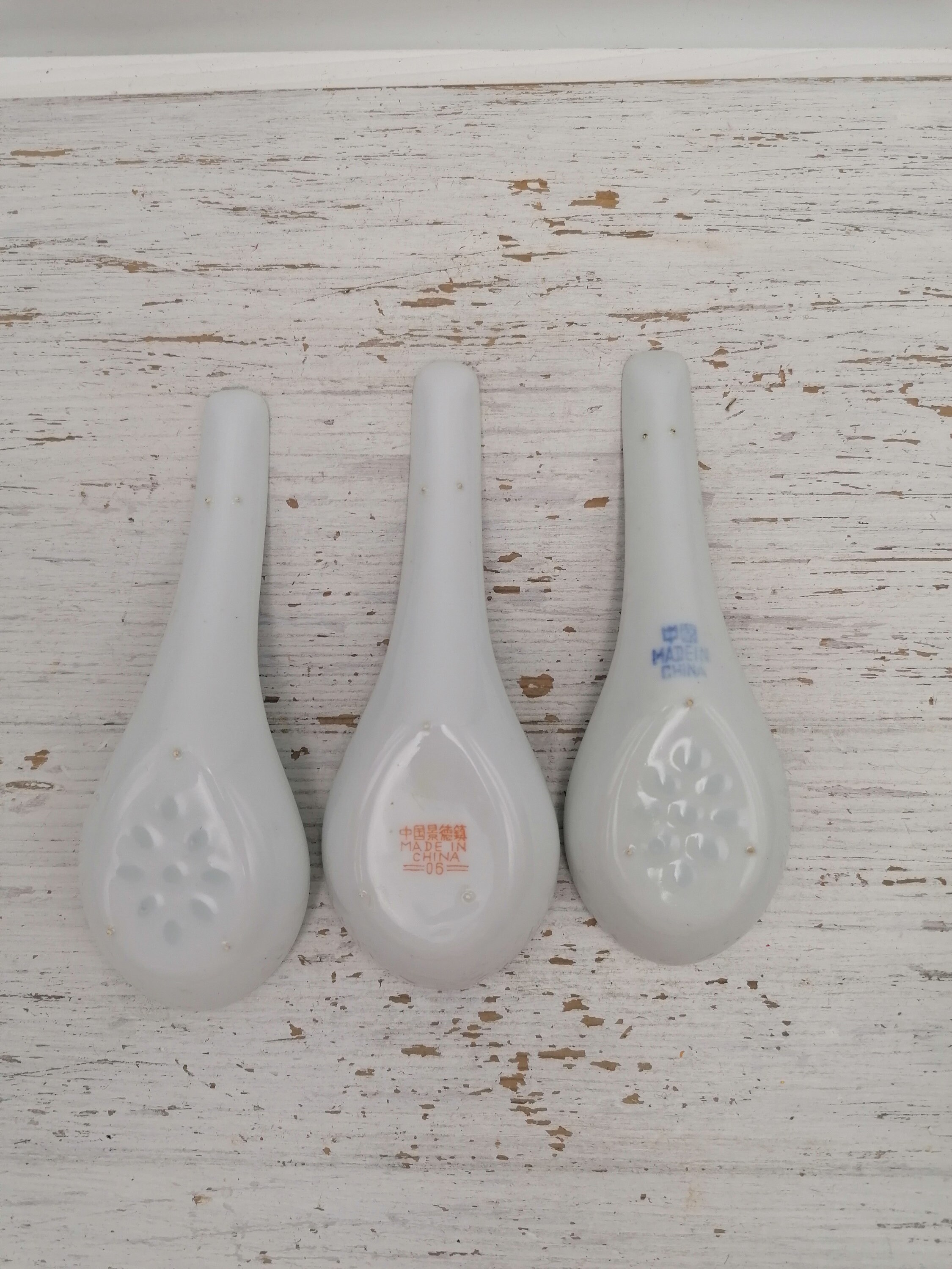 Set of 3 Porcelain Soup Spoons Hand Painted Noodle Rice - Etsy