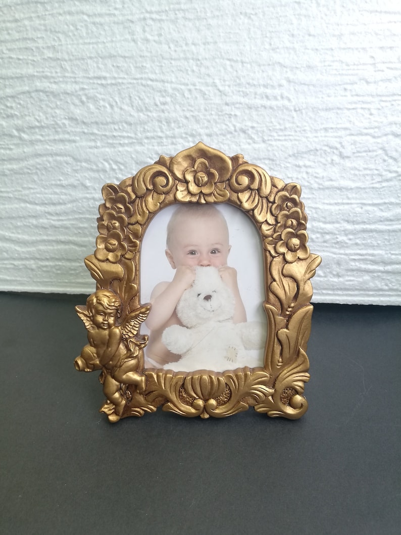 Frame With Angel Vintage Floral Decorated Picture Frame Gold - Etsy
