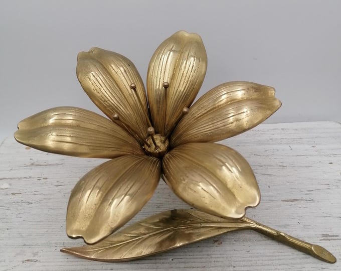 80th Cold Color Brass Ashtray,carved Petal Flower Ashtray,removable Petal Ashtray,6 Opened Petal ...