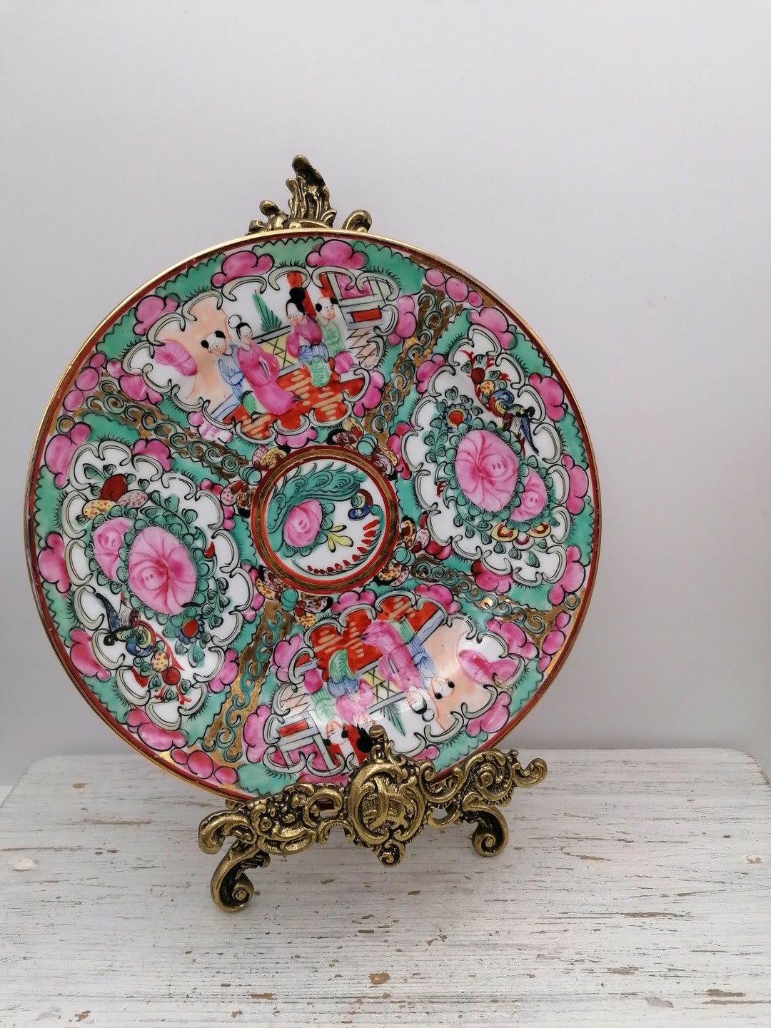 Vintage Chinese 9big Plate, Oriental Rose Medallion Plate, Rose Familie ...