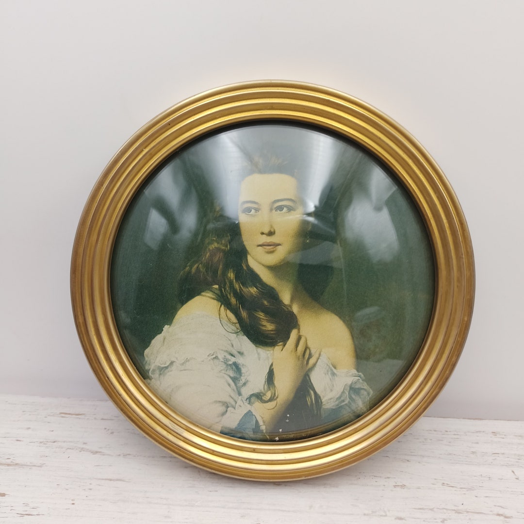 Vintage Round Brass Picture Frame Antique Print in Big Round - Etsy