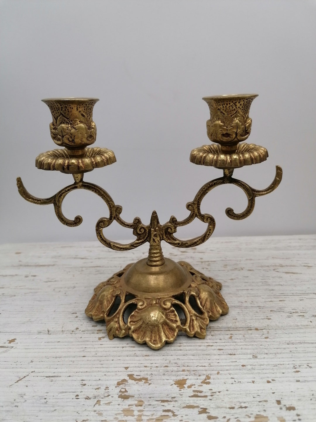 Very Antique 2 Candles Candle Holder, Candlestick With Carved Base,2 ...