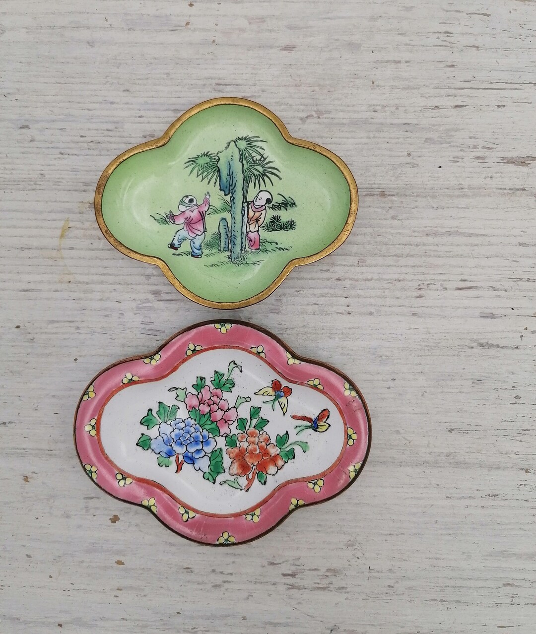 Set of 2 Small Brass Plate, Vintage Small Plate, Small Plate Floral ...