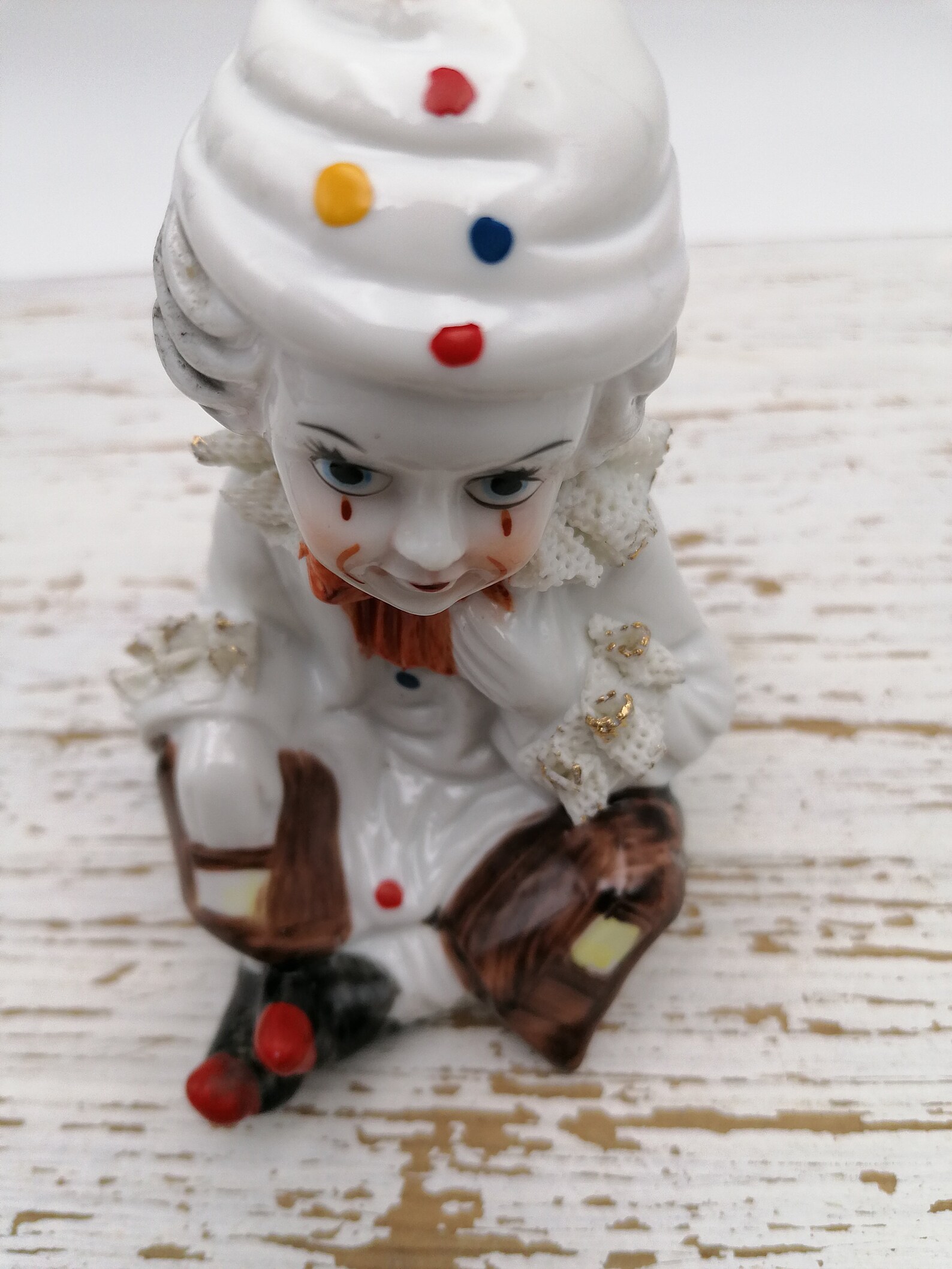 Vintage Pierrot Clown Figurine Ceramic Pierrot Statue Sitted | Etsy