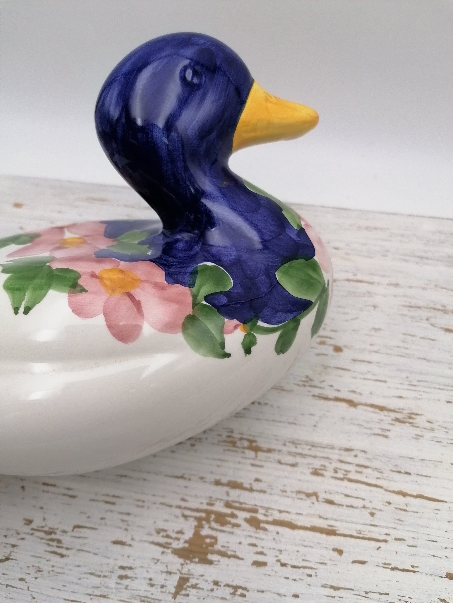 Antique big duckDecor floral duck Duck Lovers Gift Home | Etsy