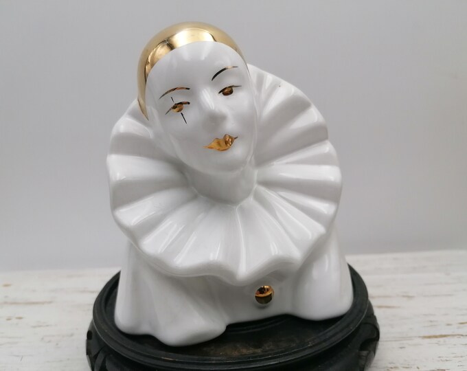 Vintage Pierrot Clown Figurine, Porcelain Pierrot Bust Statue, Pierrot ...