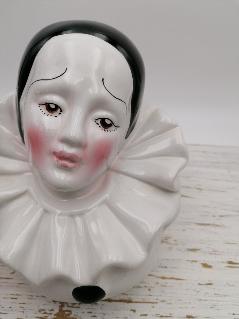 Vintage Pierrot Clown Figurine Porcelain Pierrot Bust Statue | Etsy