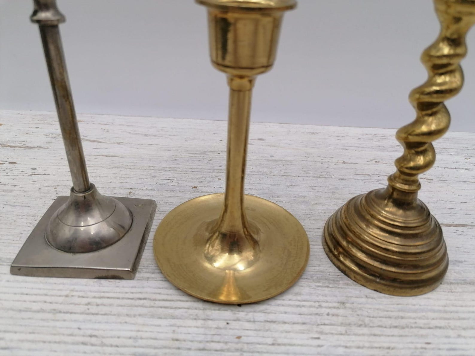 Vintage Small Brass Candlestick, Metal Candlestick With Round/square ...