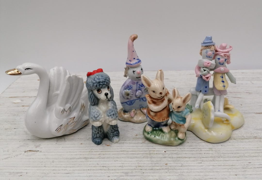 Vintage Porcelain Mini Figurines, Porcelain Animal Figure,dog Figurine ...