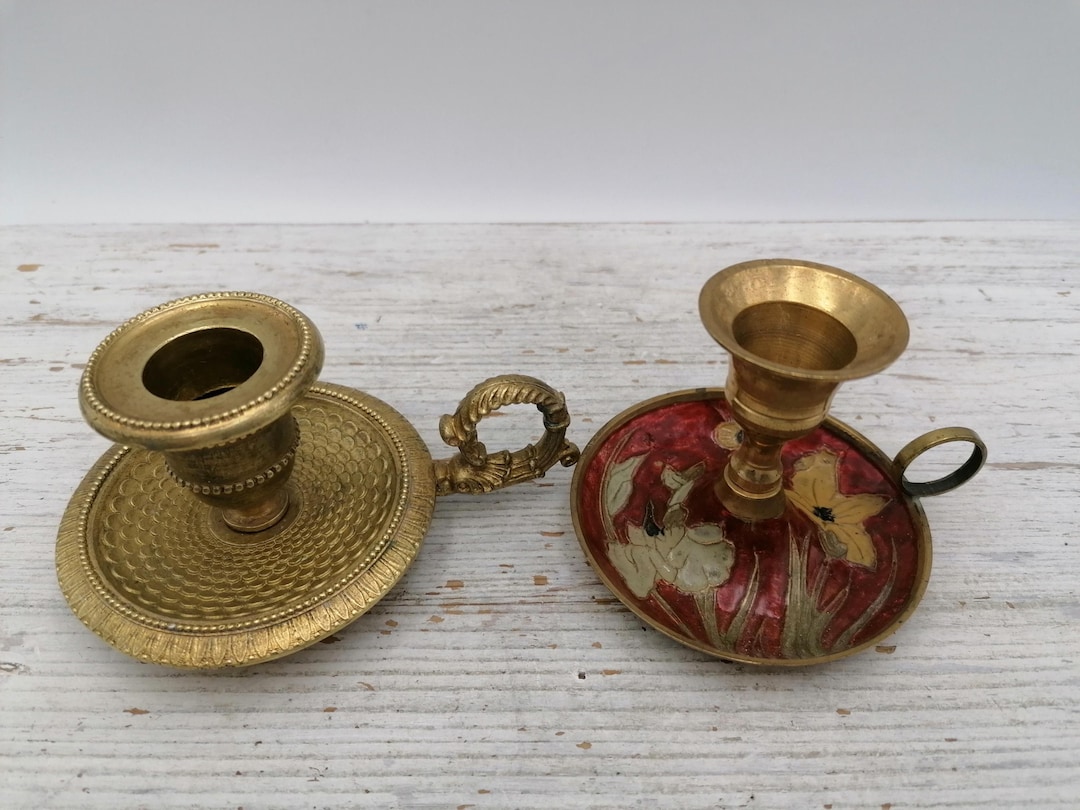 Brass Candlestick, Candlestick With Finger Whole, Candle Holder With ...