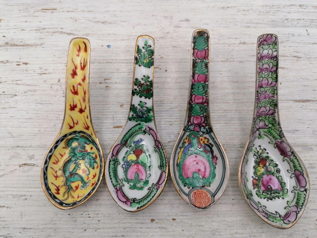 Very Antique Small Vintage Decorative Porcelain Spoons,hand Painted ...