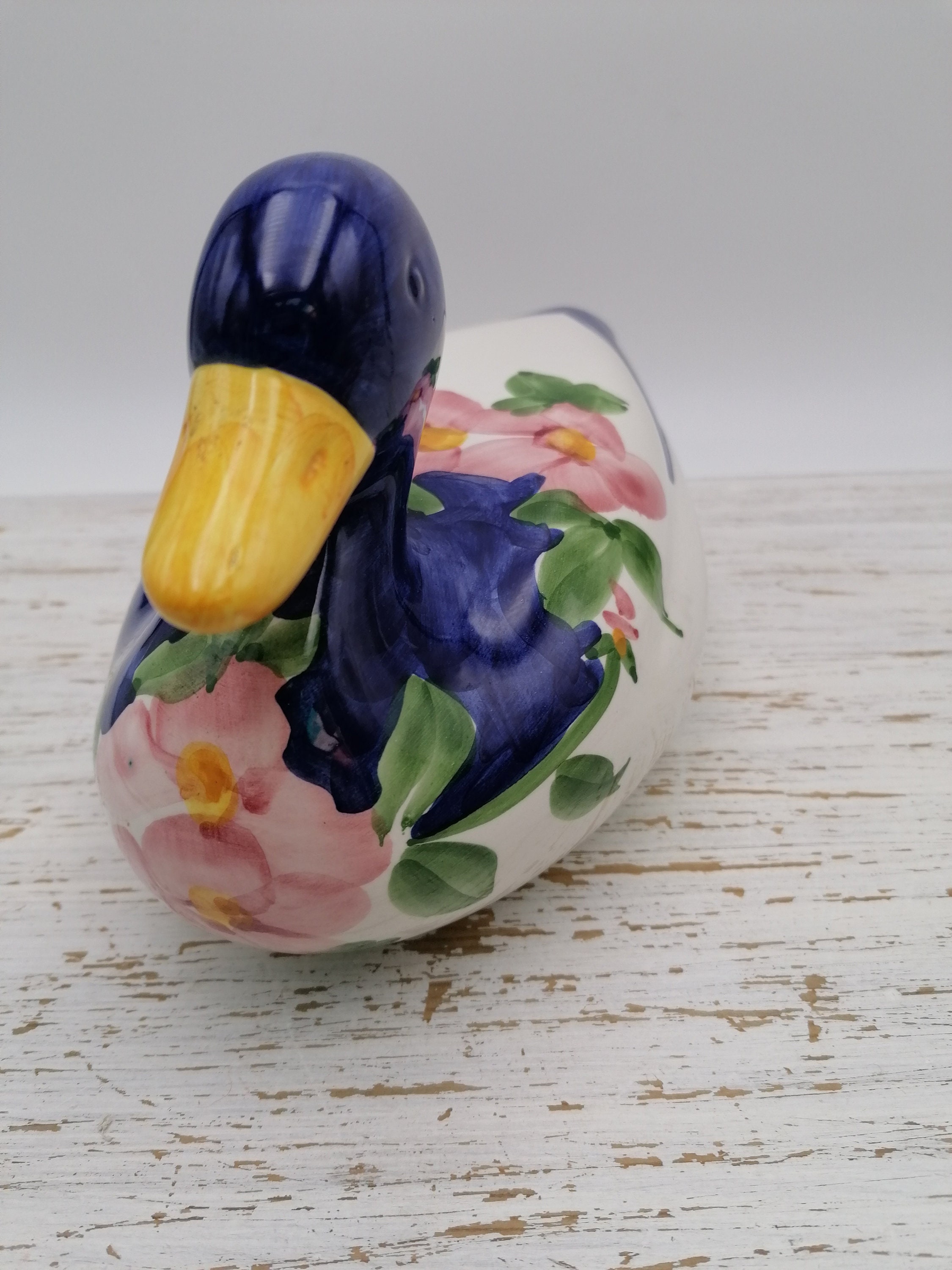 Antique big duckDecor floral duck Duck Lovers Gift Home | Etsy