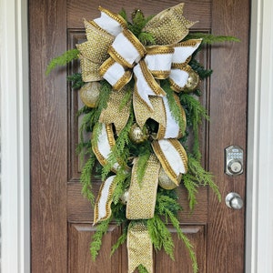 Elegant Gold Jeweled and White Velvet Christmas Swag - Etsy