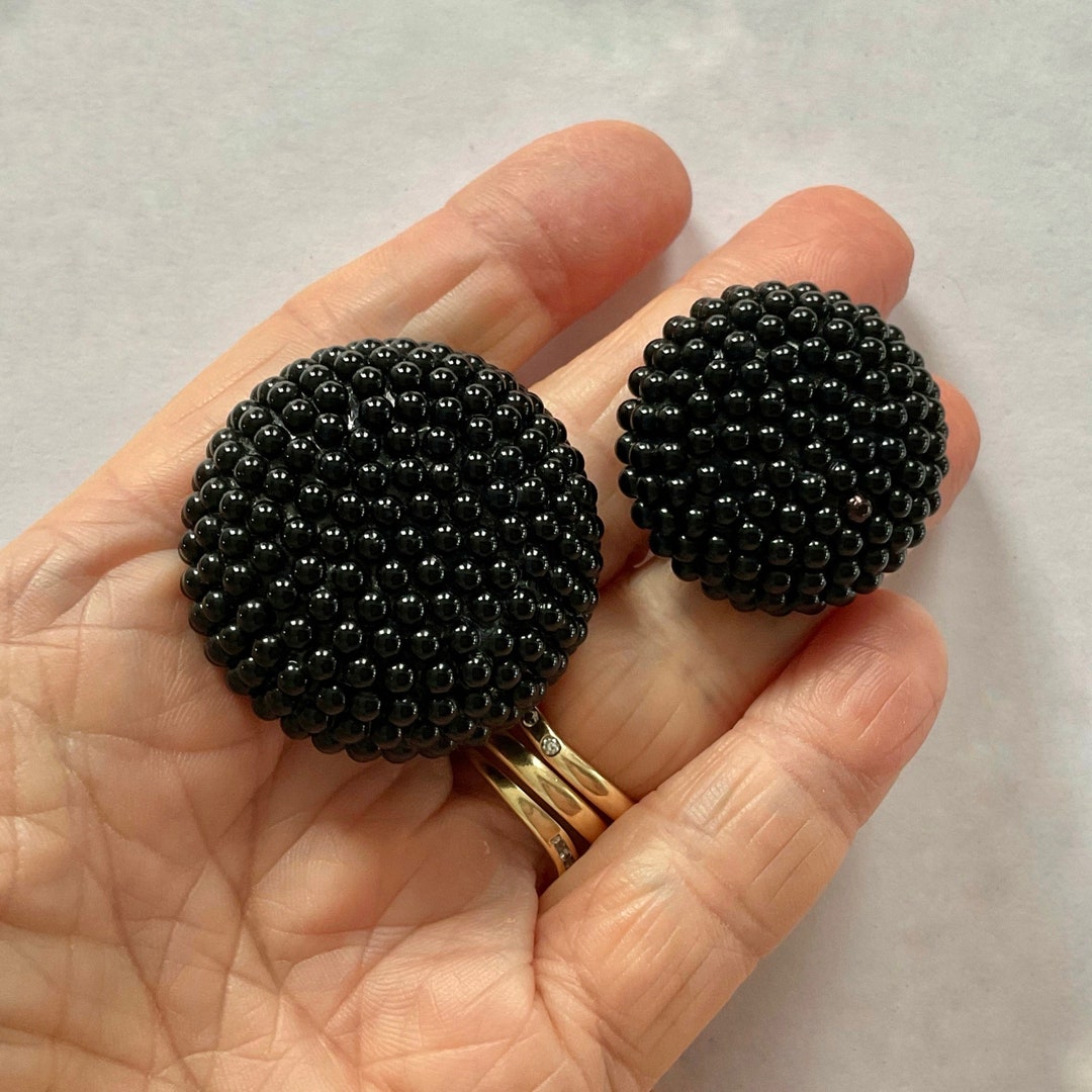 Vintage German Black Pearl Buttons, Fancy Metal Pearl Buttons for ...