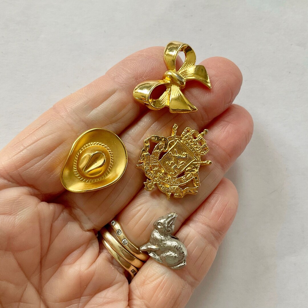 Rare Vintage German Buttons, Unusual Metal Shaped Buttons for Sewing ...