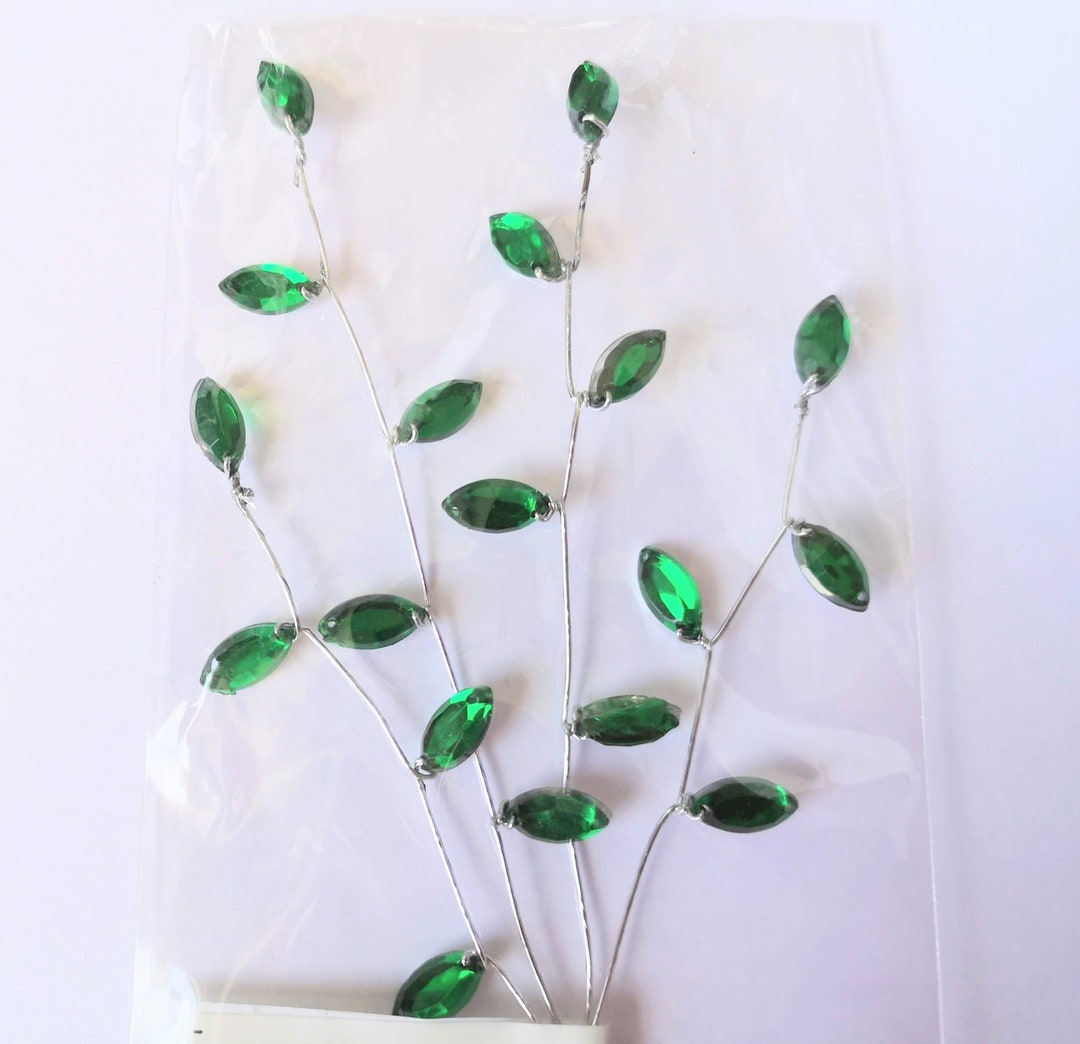 4 X Green Faceted Bead Branch Acrylic Bead Pick Floral - Etsy UK