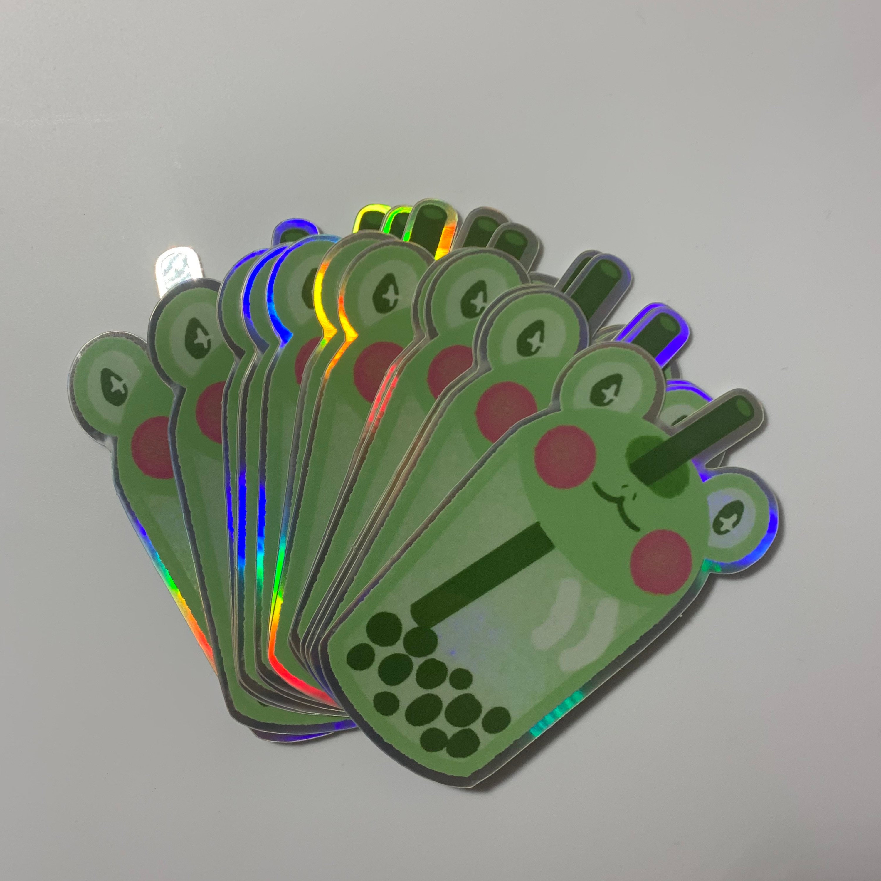 Mignon Kawaii Frog Boba Holographic Sticker - Etsy France
