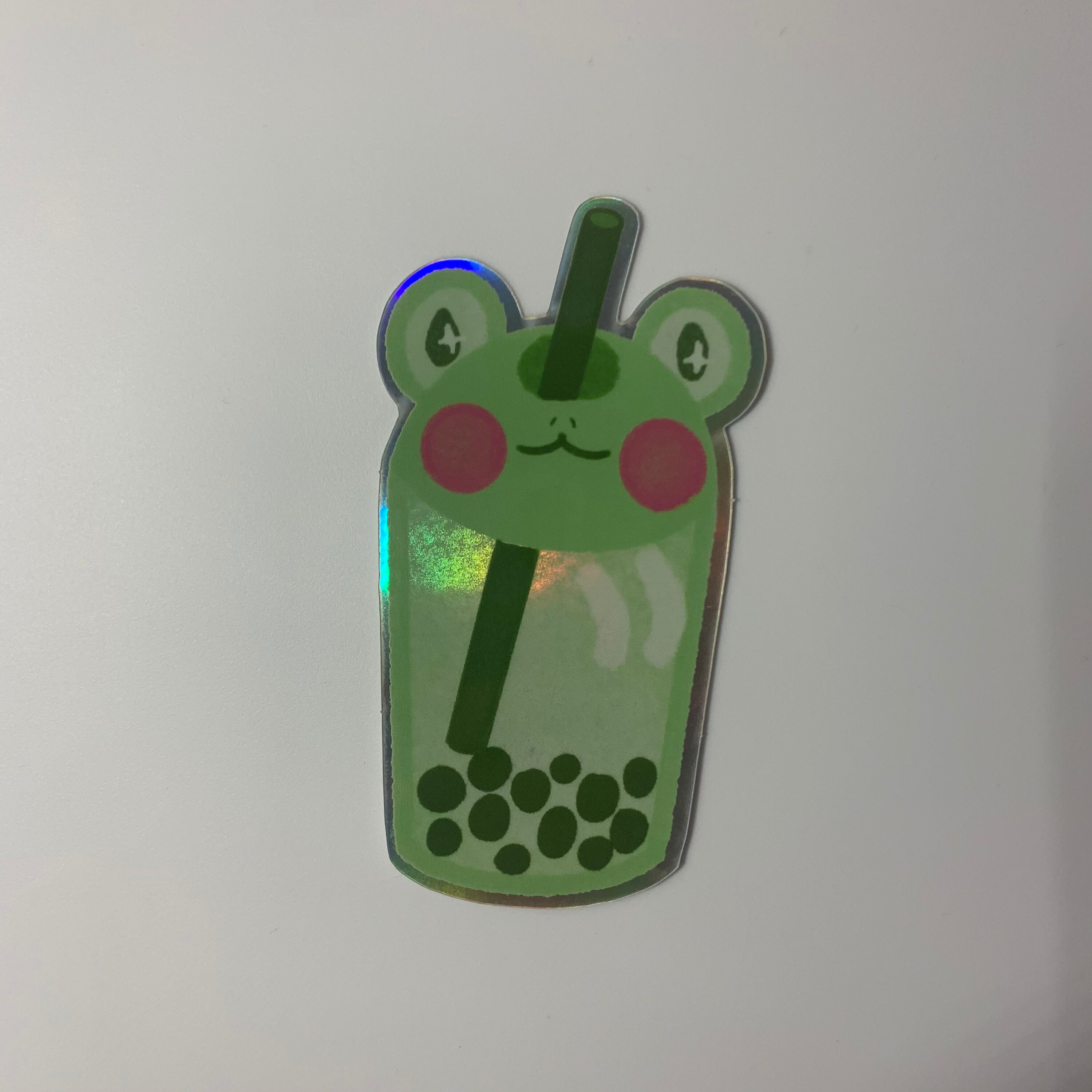 Cute Kawaii Frog Boba Holographic Sticker - Etsy