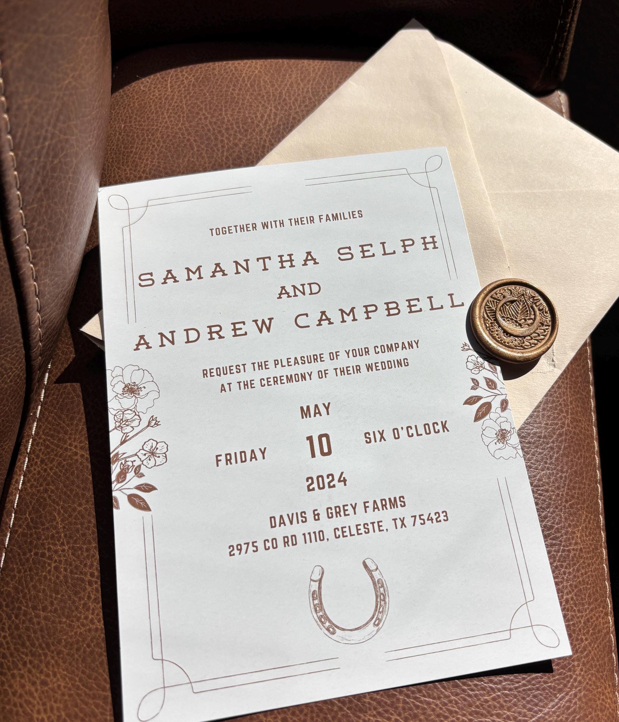 Rustic Western Wedding Invitation Template: Editable Canva Design ...