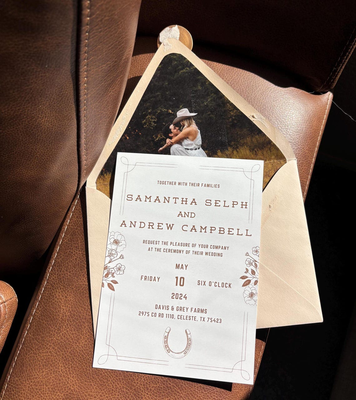 Rustic Western Wedding Invitation Template: Editable Canva Design ...