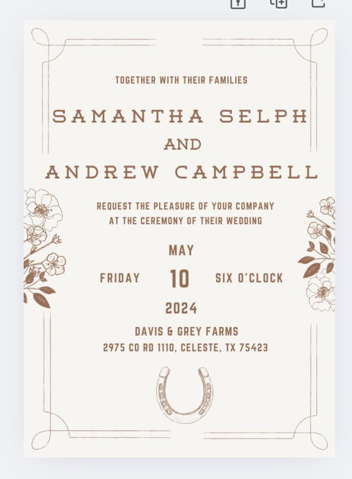 Rustic Western Wedding Invitation Template: Editable Canva Design ...