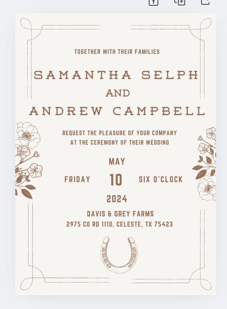 Rustic Western Wedding Invitation Template: Editable Canva Design ...
