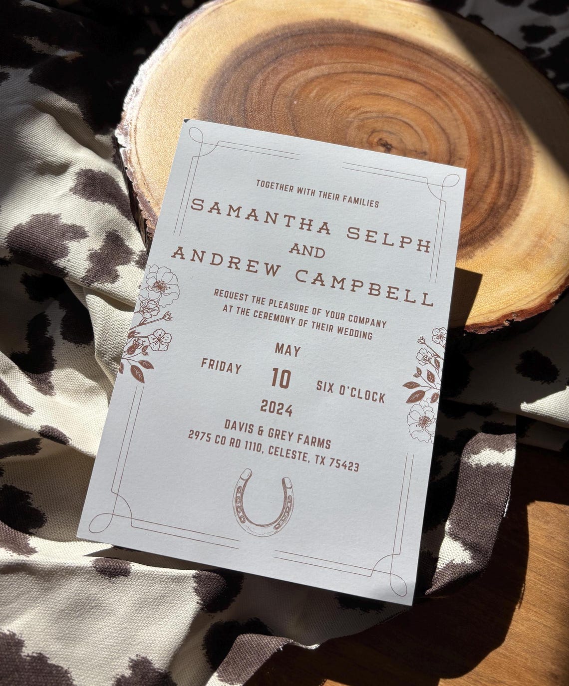 Rustic Western Wedding Invitation Template: Editable Canva Design ...