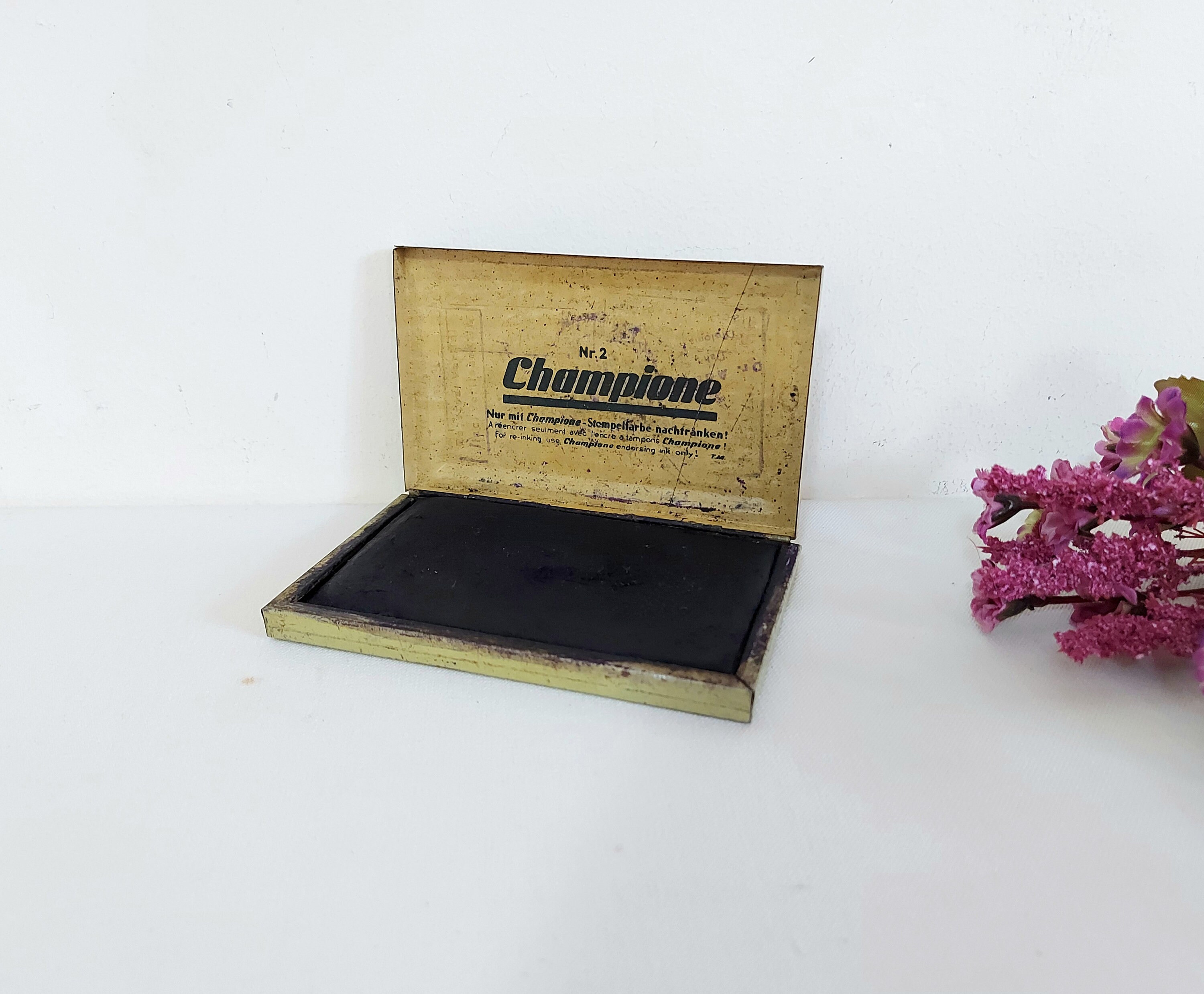 Vintage Stamp Pad Champione Tin Box İnk Box Re Ink Stamp - Etsy
