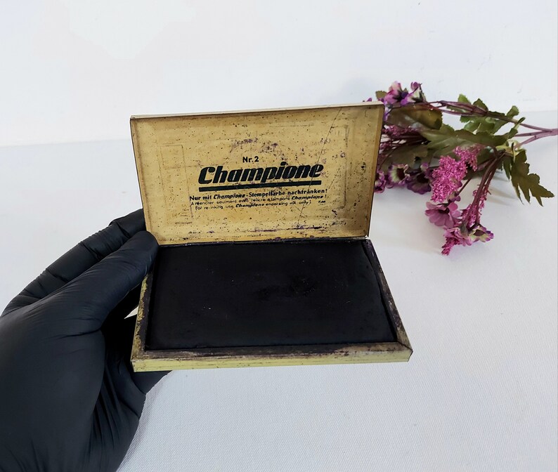 Vintage Stamp Pad Champione Tin Box İnk Box Re Ink Stamp - Etsy