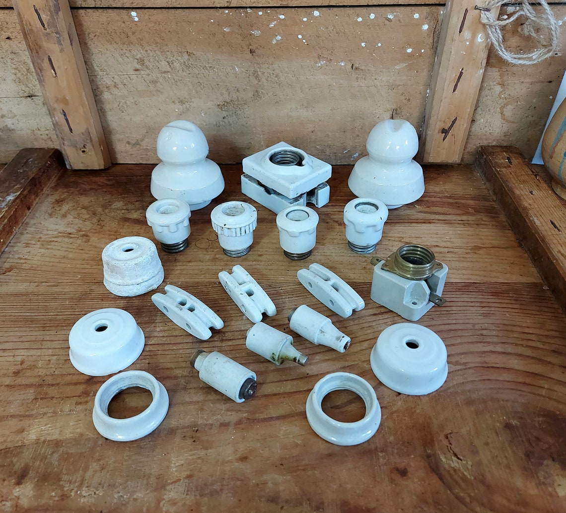 Vintage Porcelain Electric Insulators Collectibles Electrical | Etsy UK