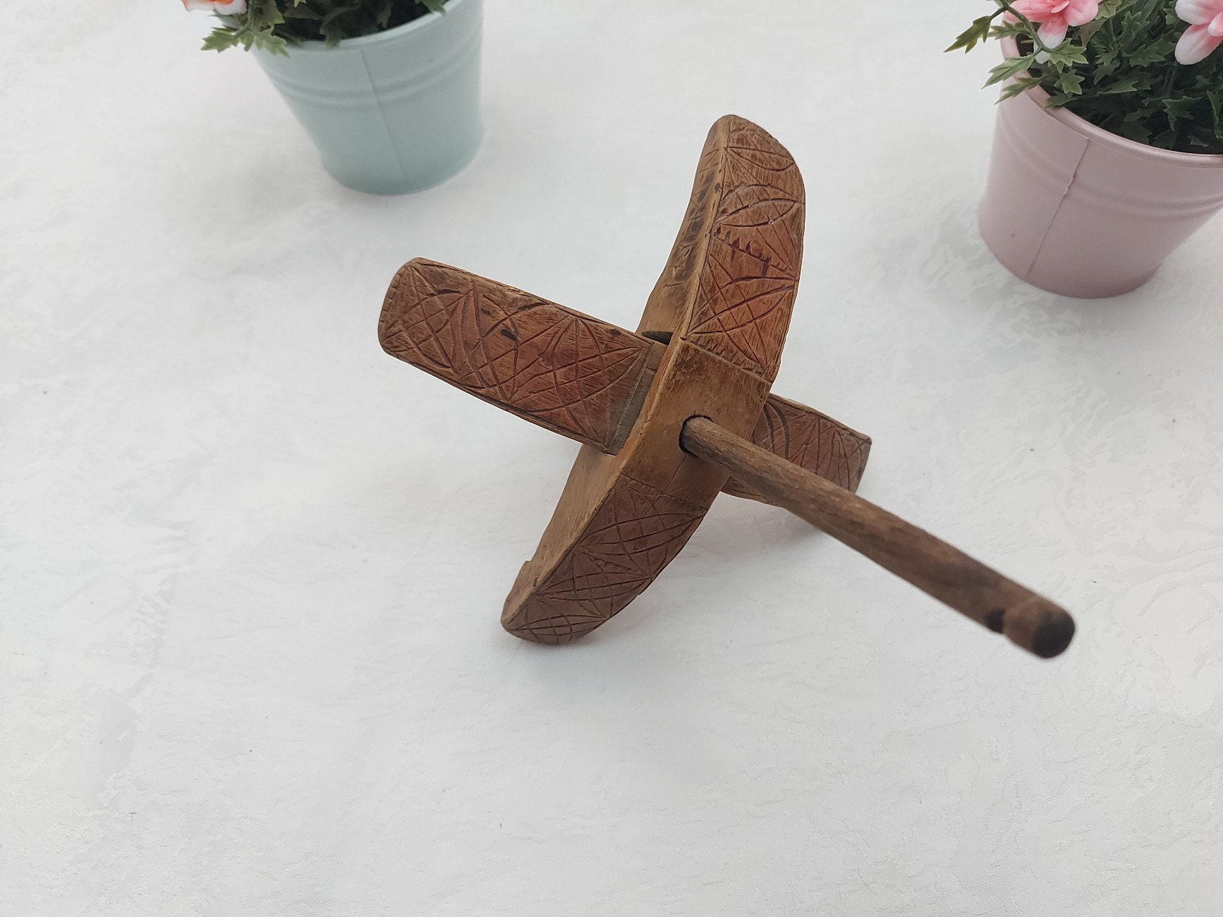 Antique Turkish Spindle Hand Carved Drop Spindle Handmade | Etsy