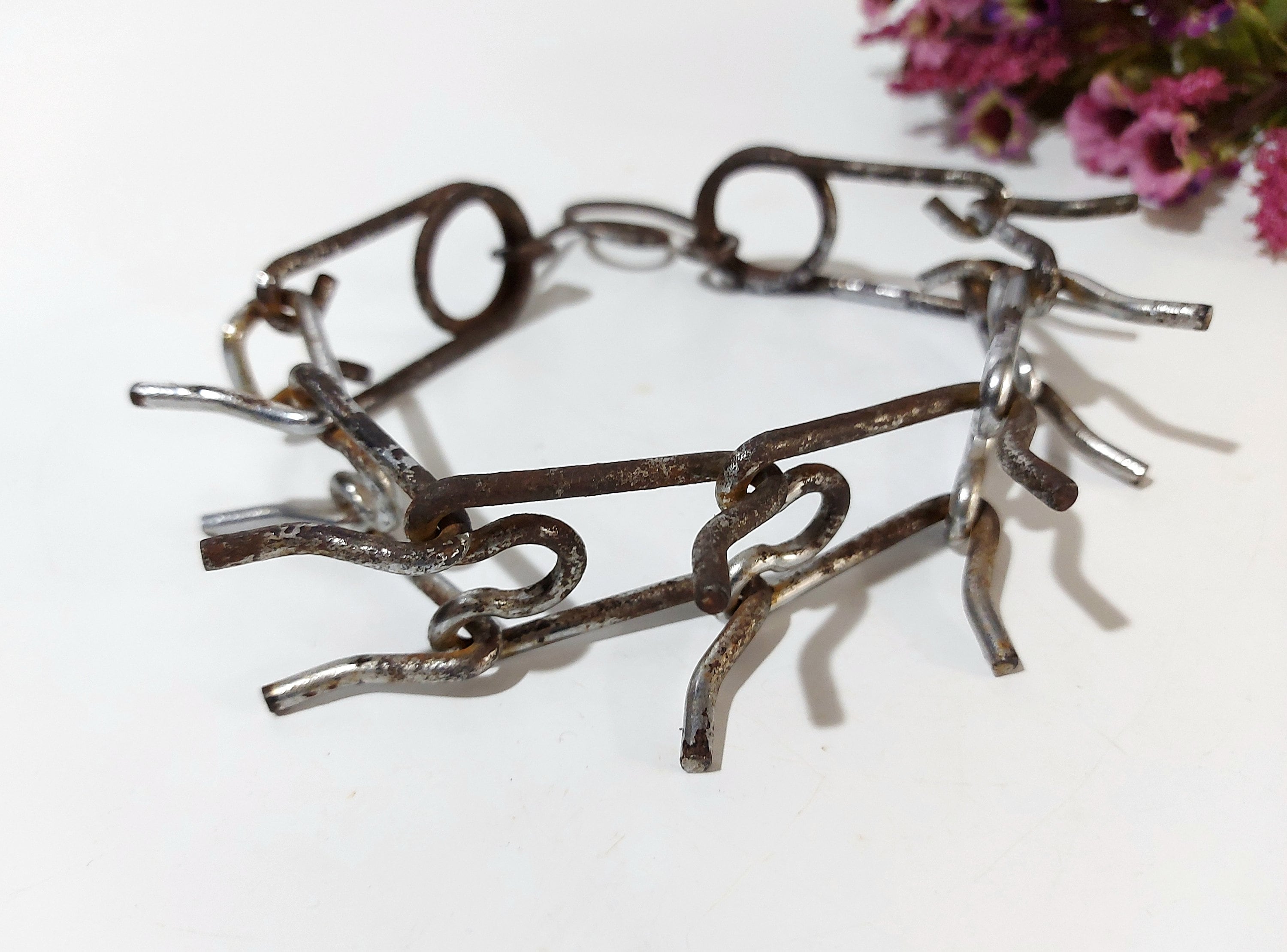 Iron Dog Collar Rusty Iron Collar With Spikes Vintage Spiky - Etsy