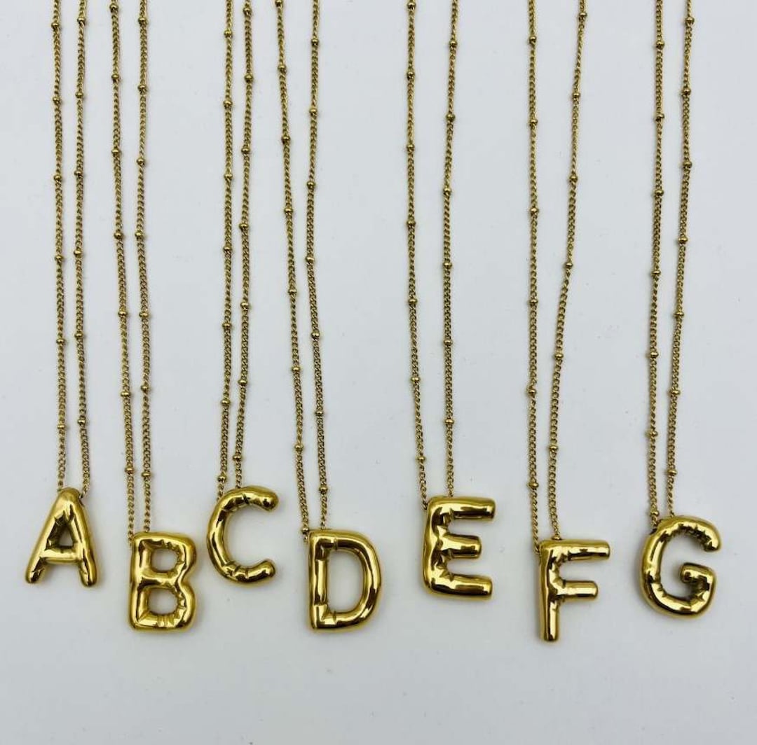 Balloon Initial Letter Pendant Necklace, Chunky Alphabet Necklace ...