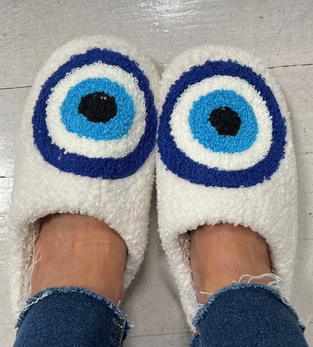 Evil Eye Slippers/ Evil Eye Slippers/ Good Luck Slippers/ Indoor ...