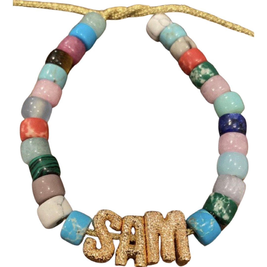 Pulsera de cuentas arco iris grande, corbata en la pulsera, cuentas de ...