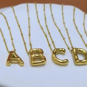 Balloon Initial Letter Pendant Necklace, Chunky Alphabet Necklace ...